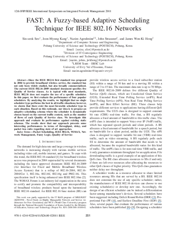 Fast A Fuzzy Based Adaptive Scheduling Technique For Ieee 80216 Networks
