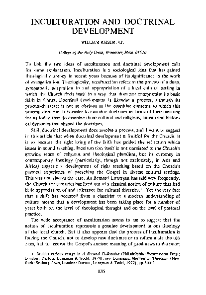 (PDF) INCULTUNATION AND DOCTRINAL DEVELOPMENT