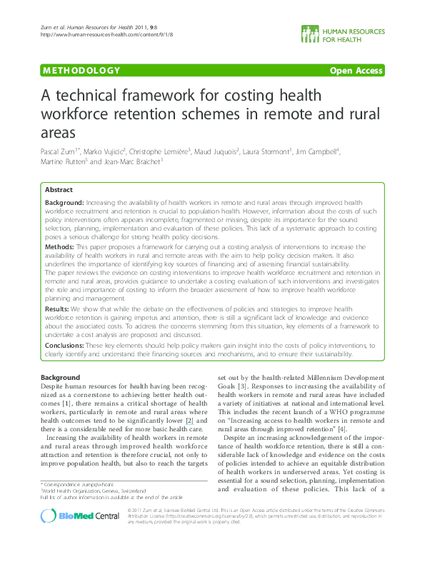 (PDF) A technical framework for costing health workforce retention ...