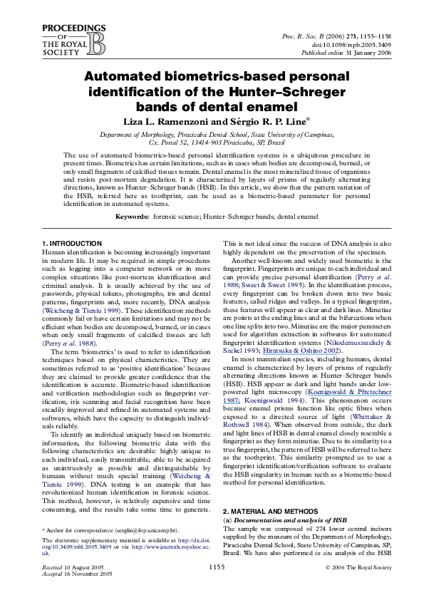 (PDF) Automated biometrics-based personal identification of the Hunter-Schreger bands of dental ...