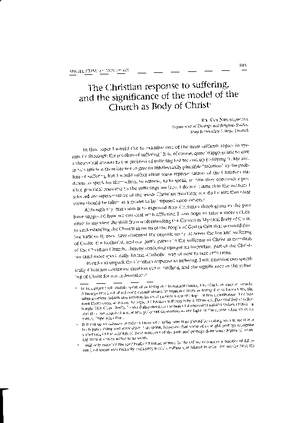(PDF) The Christian response to suffering and the relevance of the ...