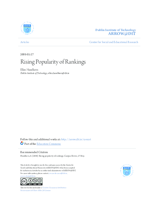 (PDF) Rising Popularity of Rankings