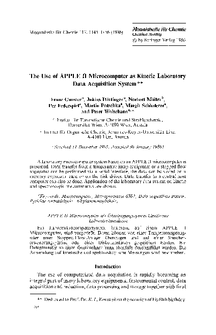 (PDF) The use of APPLE II microcomputer as kinetic laboratory data ... (PDF) The use of APPLE II microcomputer as kinetic laboratory data ...