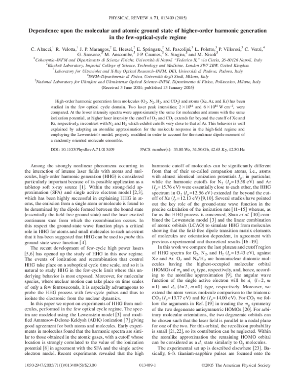 (PDF) Role of molecular orbital symmetry on the alignment dependence of high-order harmonic ...