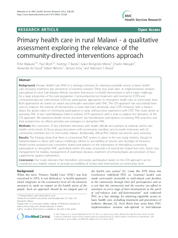 (PDF) Community Development in Malawi: A Situation Analysis Report ...