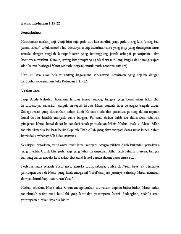 (DOC) Khotbah Keluaran 1:15-22