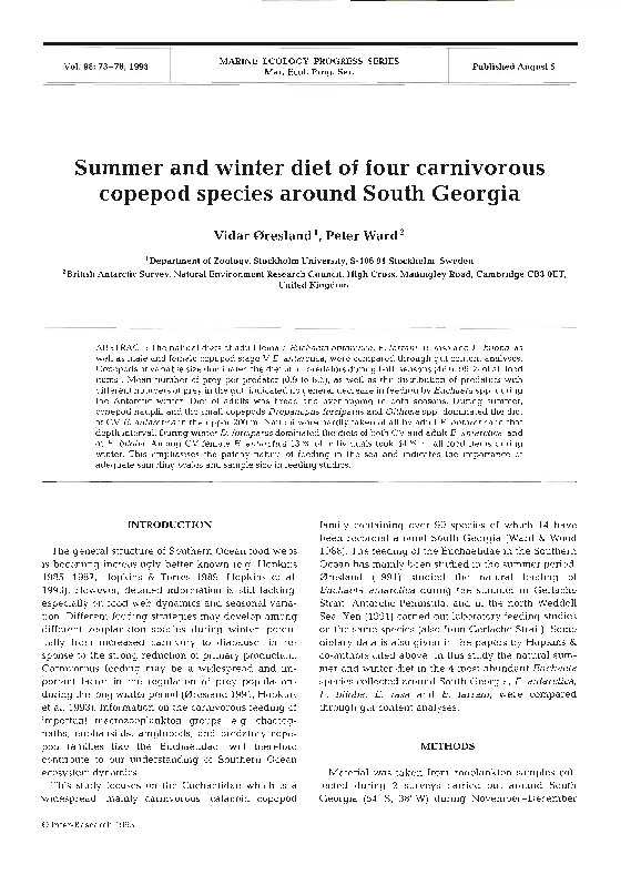 (PDF) Summer and winter diet of four carnivorous copepod species around ...