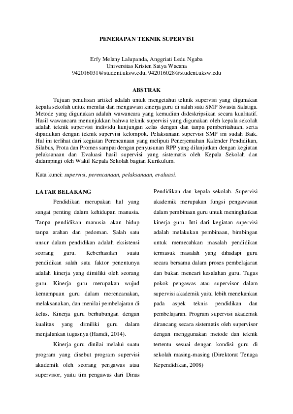 (PDF) PENERAPAN TEKNIK SUPERVISI