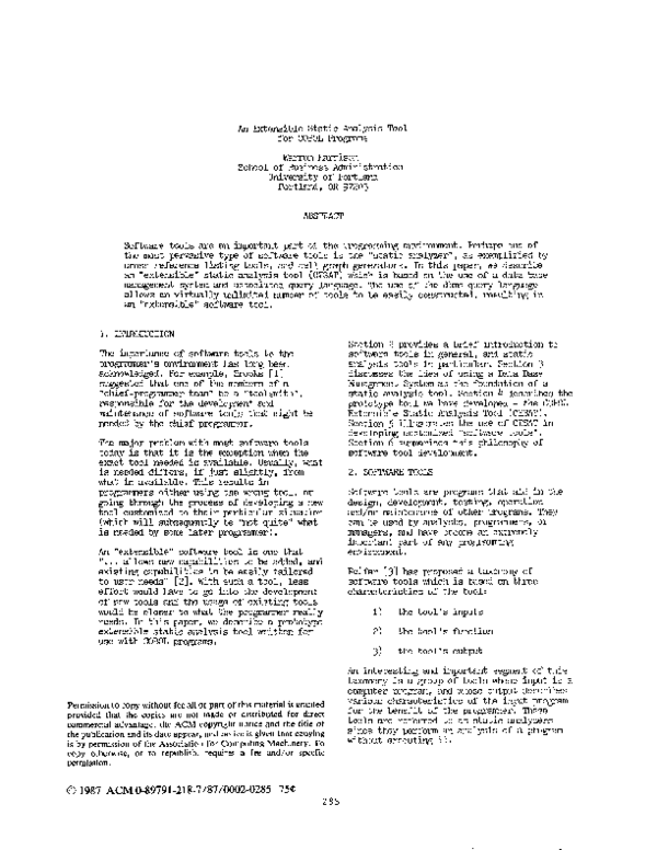 An Extensible Static Analysis Tool For Cobol Programs