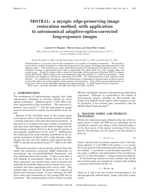 (PDF) MISTRAL: a myopic edge-preserving image restoration method, with application to ...