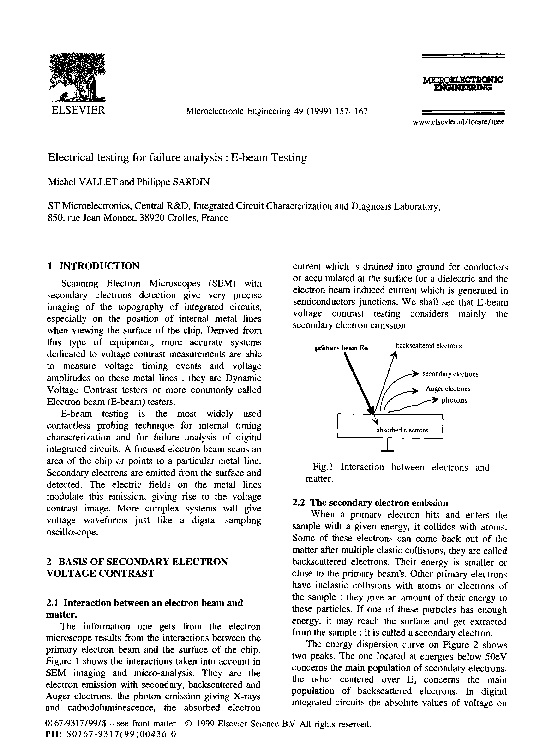 (PDF) Electrical testing for failure analysis: E-beam testing