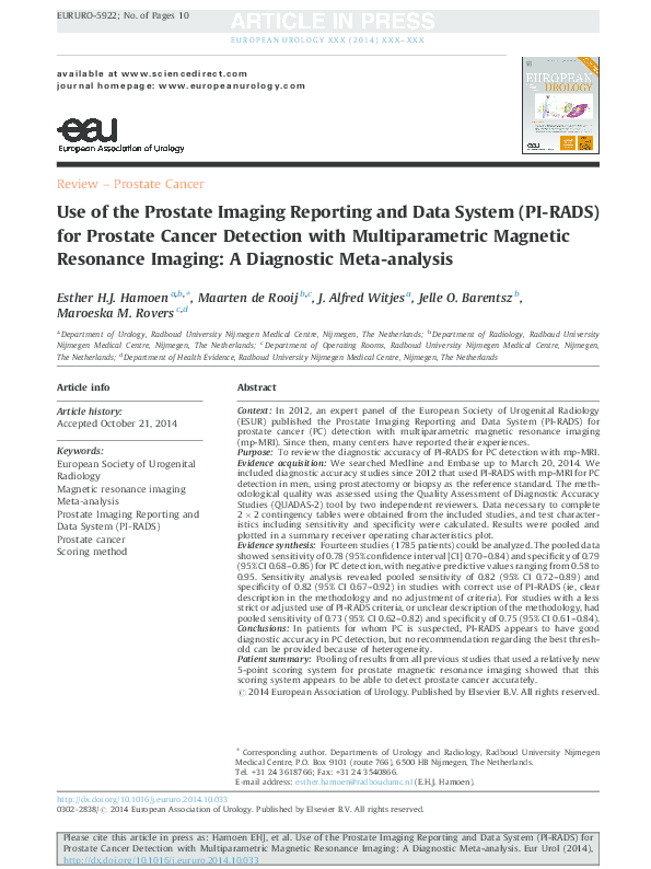 (PDF) Use of the Prostate Imaging Reporting and Data System (PI-RADS) for Prostate Cancer ...