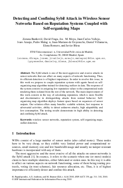 Pdf Detecting And Confining Sybil Attack In Wireless Sensor Networks Based On Reputation