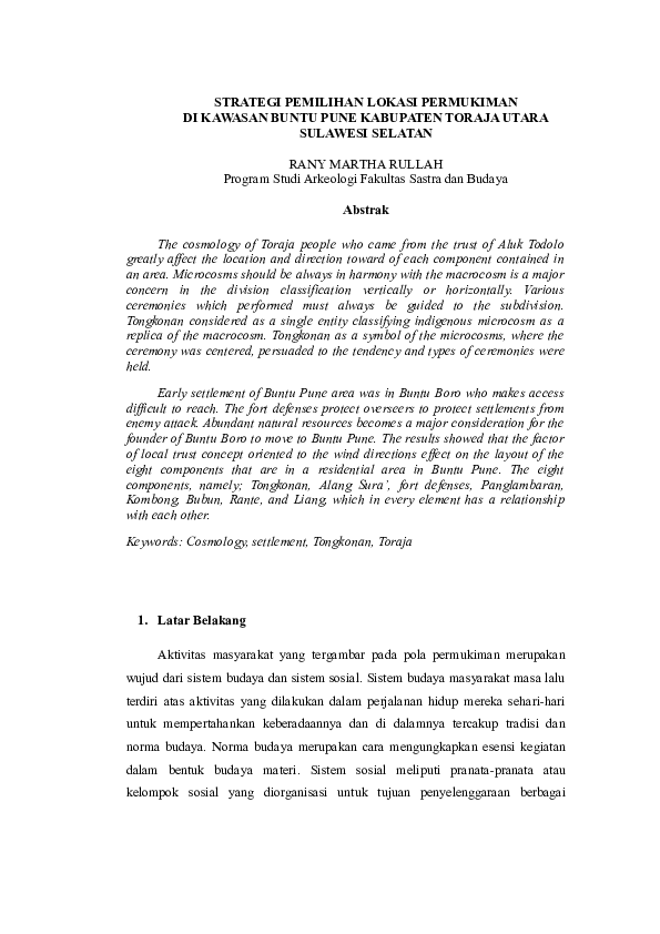 (DOC) STRATEGI PEMILIHAN LOKASI PERMUKIMAN DI KAWASAN BUNTU PUNE ...