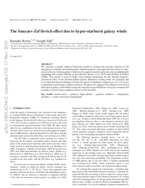 (PDF) The Sunyaev-Zel'dovich effect due to hyper-starburst galaxy winds