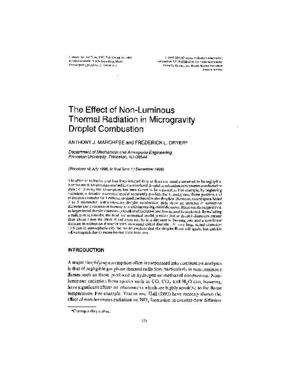 (PDF) The Effect of Non-Luminous Thermal Radiation in Microgravity ...