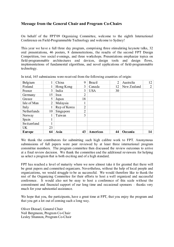 (PDF) Message from the general chair and program co-chairs