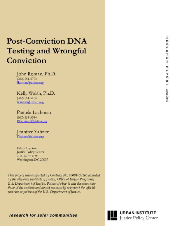 (PDF) Post-Conviction DNA Testing and Wrongful Conviction Data from ...