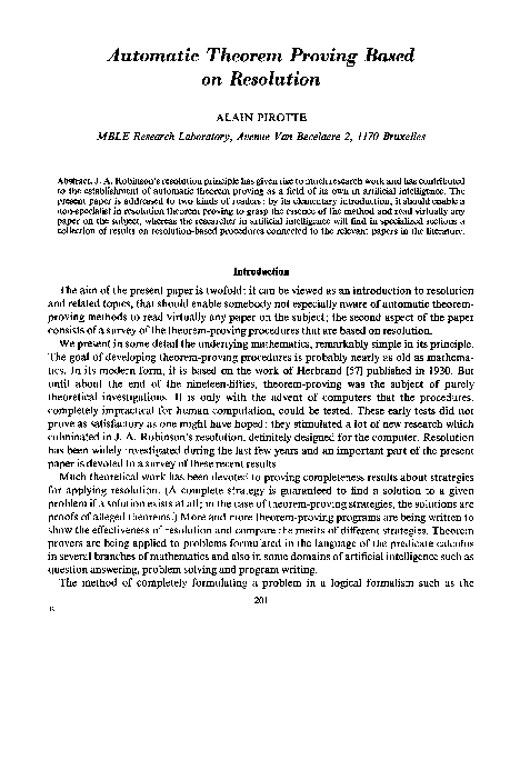 Pdf Resolution Based Automatic Theorem Proving In Ai