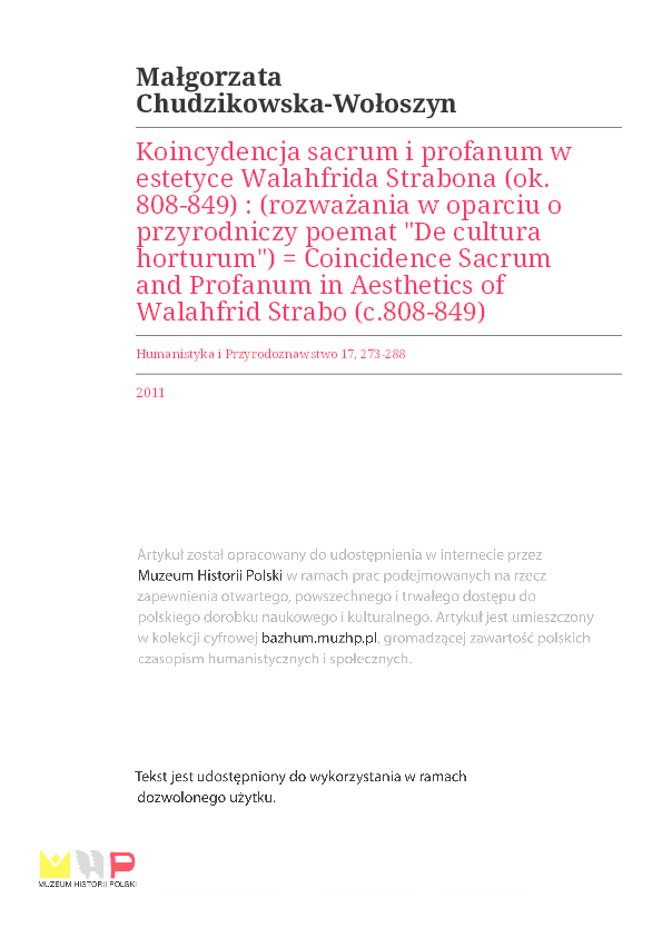 (PDF) Coincidence Sacrum and Profanum in Aesthetics of Walahfrid Strabo ...