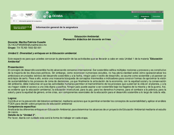 (PDF) Planeacion didáctica Educaci[on Ambiental.