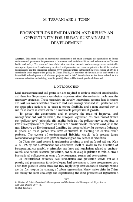 (PDF) Brownfields Remediation and Reuse: An Opportunity for Urban ...