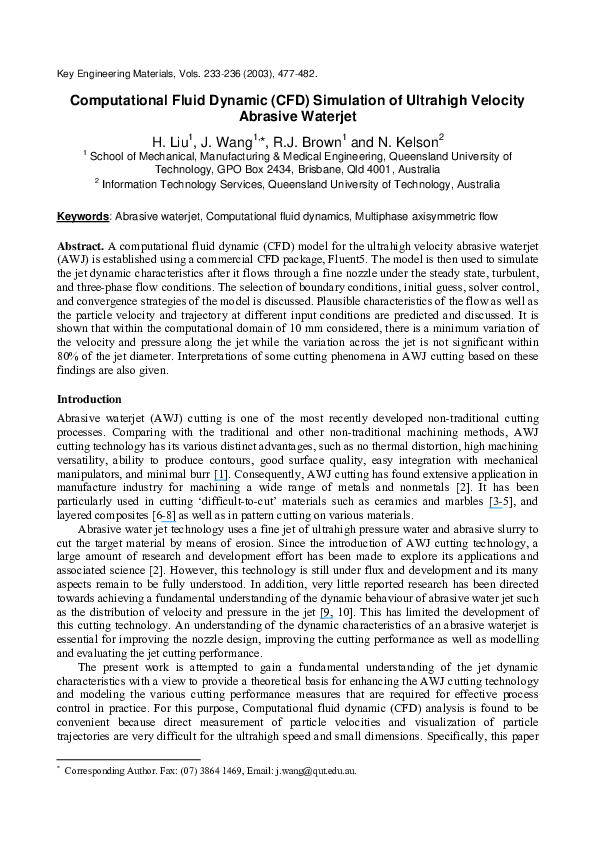 (PDF) Computational Fluid Dynamics (CFD) Simulation of Ultrahigh ...