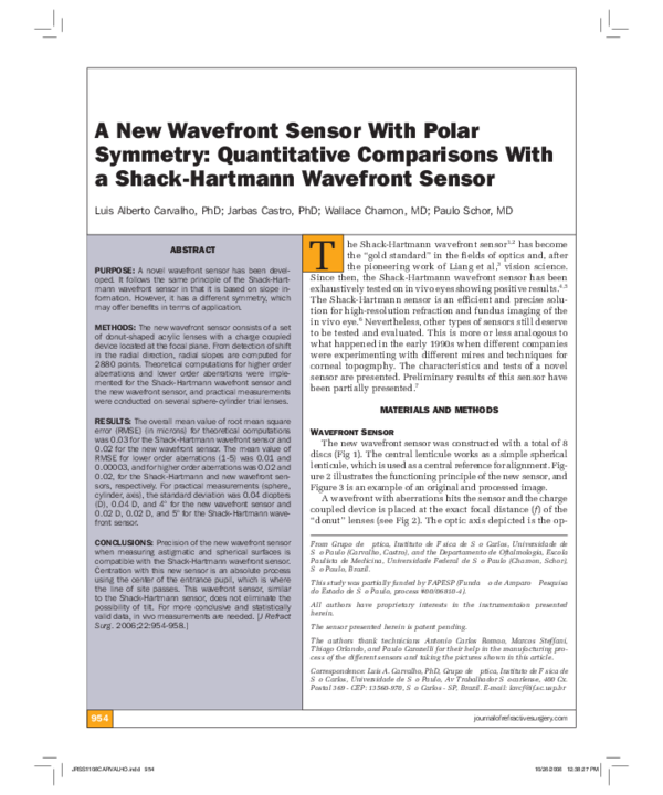 (PDF) A new wavefront sensor with polar symmetry: quantitative ...