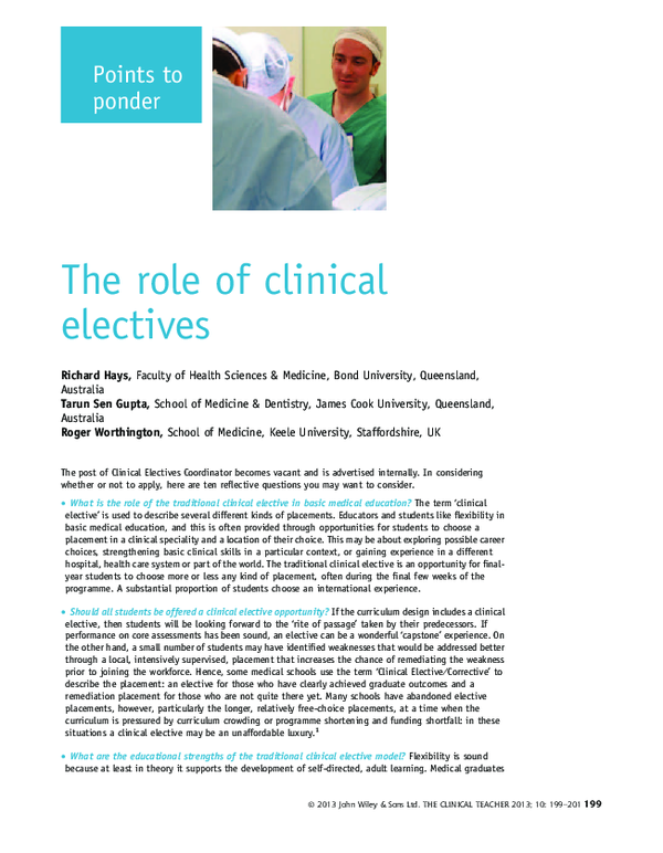 (PDF) The role of clinical electives