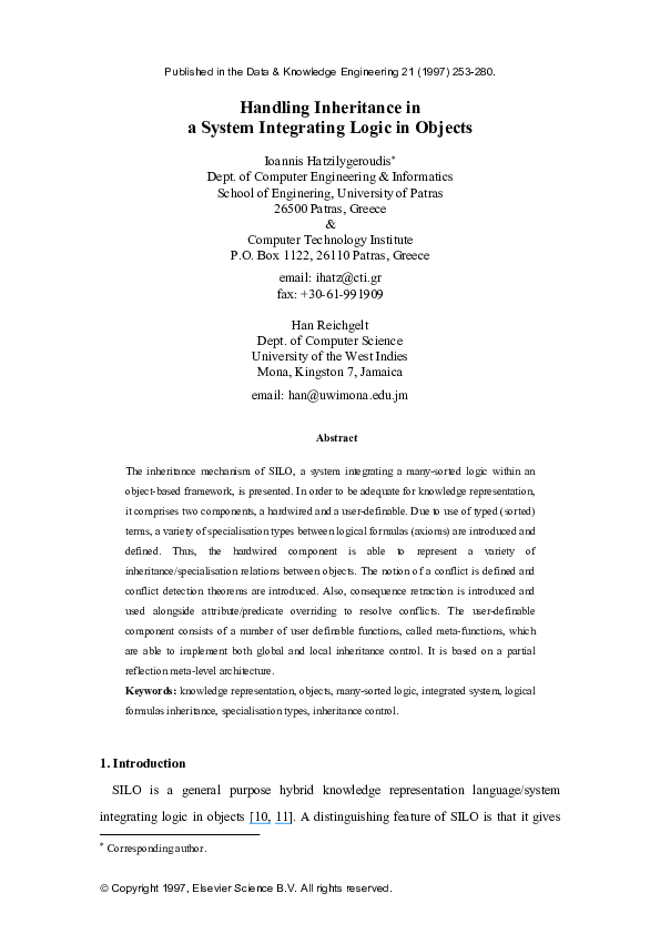Pdf Handling Inheritance In A System Integrating Logic In Objects 8978