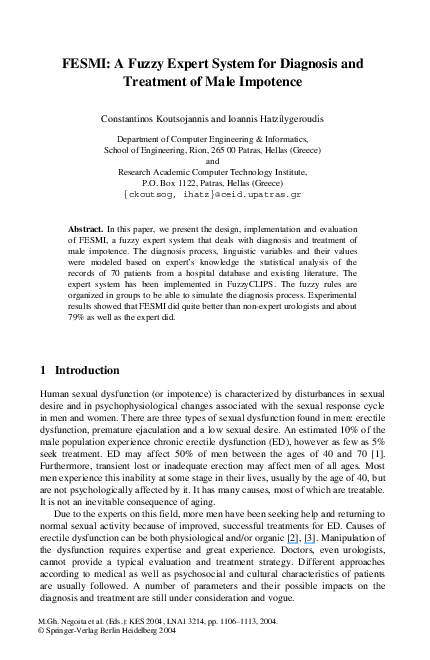 (PDF) FESMI: A Fuzzy Expert System for Diagnosis and Treatment of Male ...