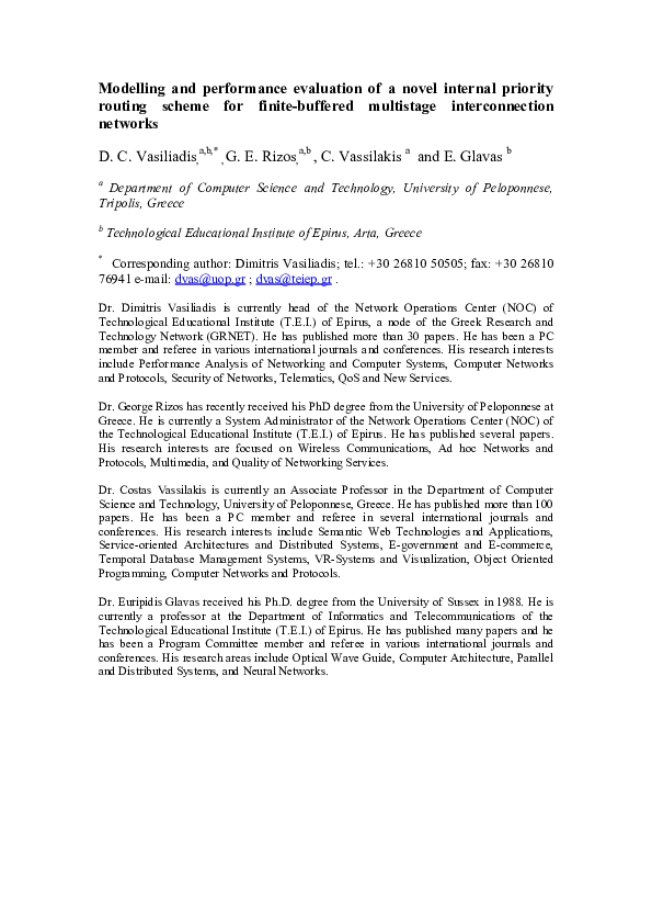 Pdf Modelling And Performance Evaluation Of A Novel Internal Priorityrouting Scheme For Finite