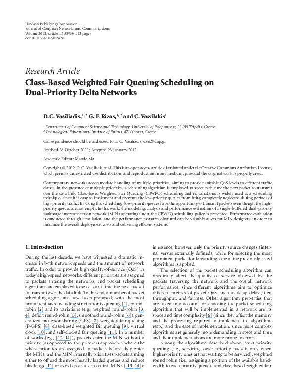 Pdf Class Based Weighted Fair Queuing Scheduling On Dual Priority