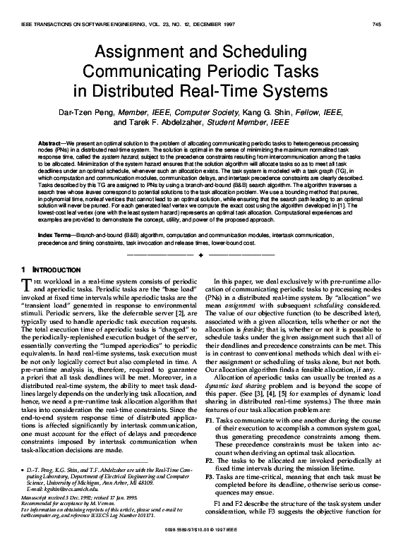 (PDF) Assignment and Scheduling Communicating Periodic Tasks in Distributed Real-Time Systems