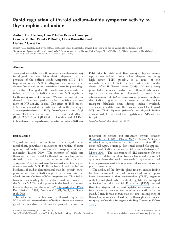 (PDF) Rapid regulation of thyroid sodium-iodide symporter activity by ...