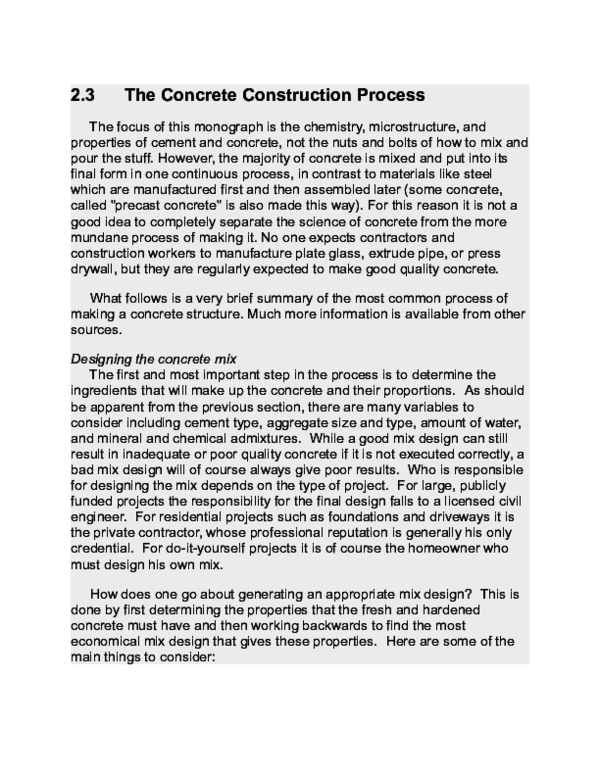 (DOC) The Concrete Construction Process