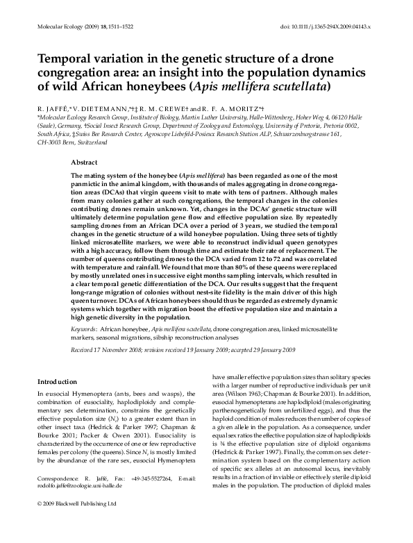 (PDF) Temporal variation in the genetic structure of a drone ...