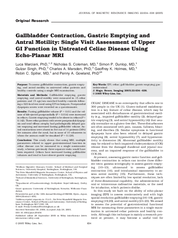 (PDF) Gallbladder contraction, gastric emptying and antral motility ...