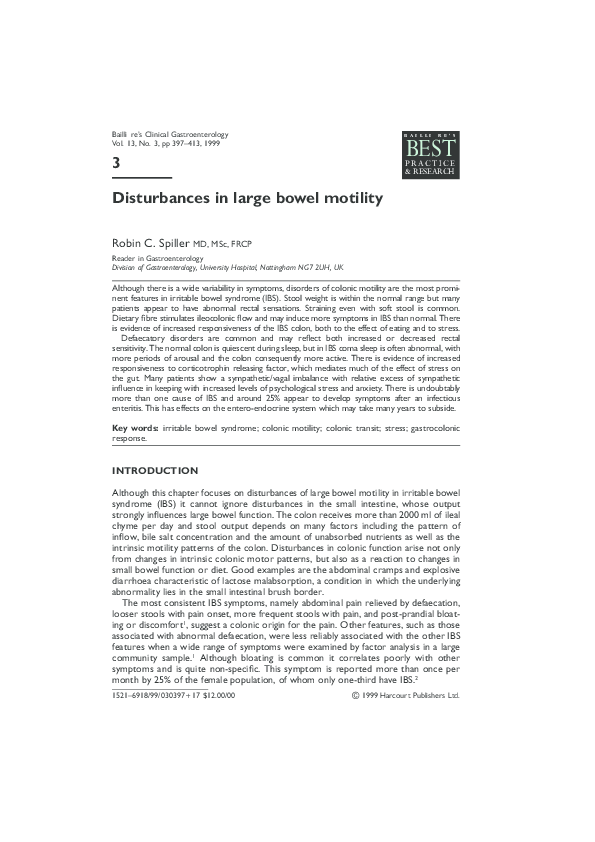 (PDF) Disturbances in large bowel motility