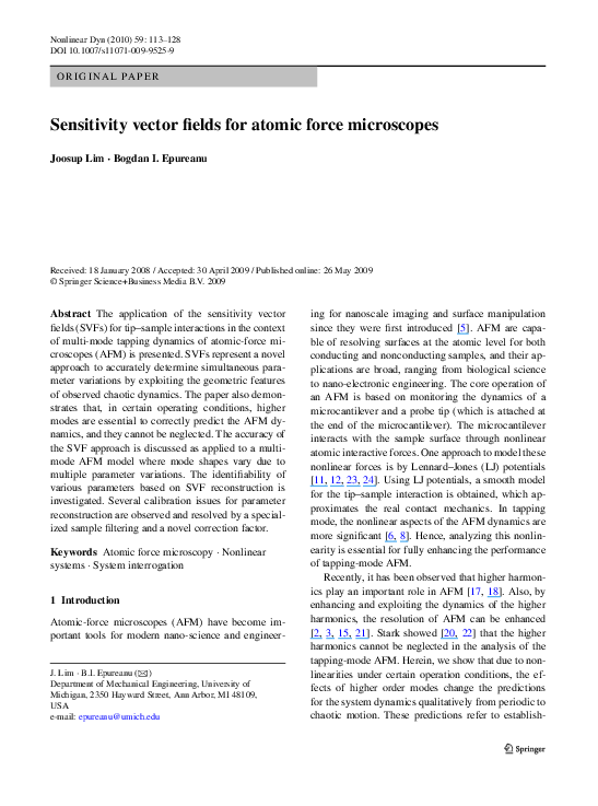 (PDF) Sensitivity vector fields for atomic force microscopes