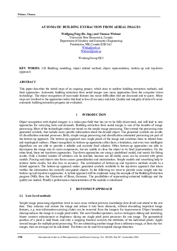 (PDF) Automatic Building Extraction from Aerial Images