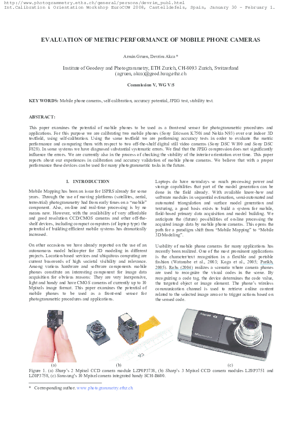(PDF) Evaluation of metric performance of mobile phone cameras