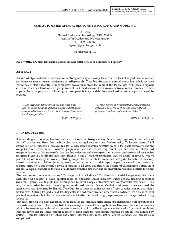 (PDF) Semi-automated approaches to site recording and modeling