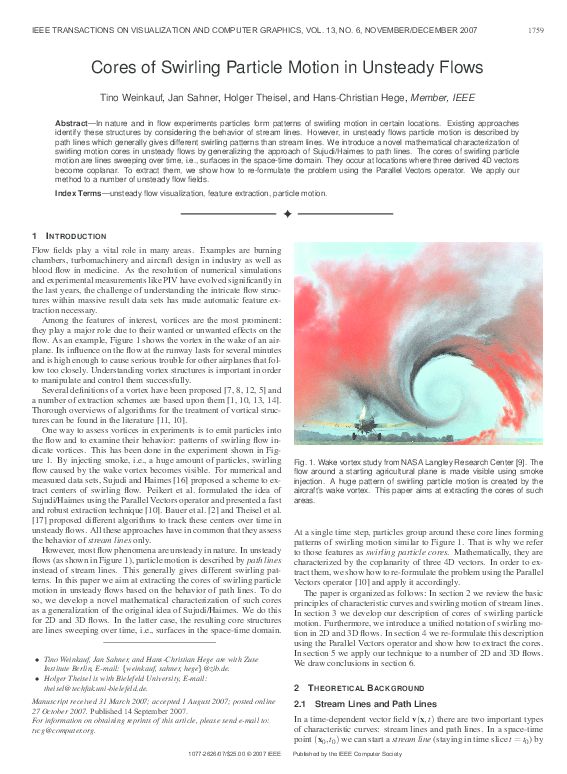 (PDF) Cores of Swirling Particle Motion in Unsteady Flows