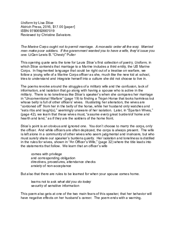 (DOC) Book Review of Uniform by Lisa Stice