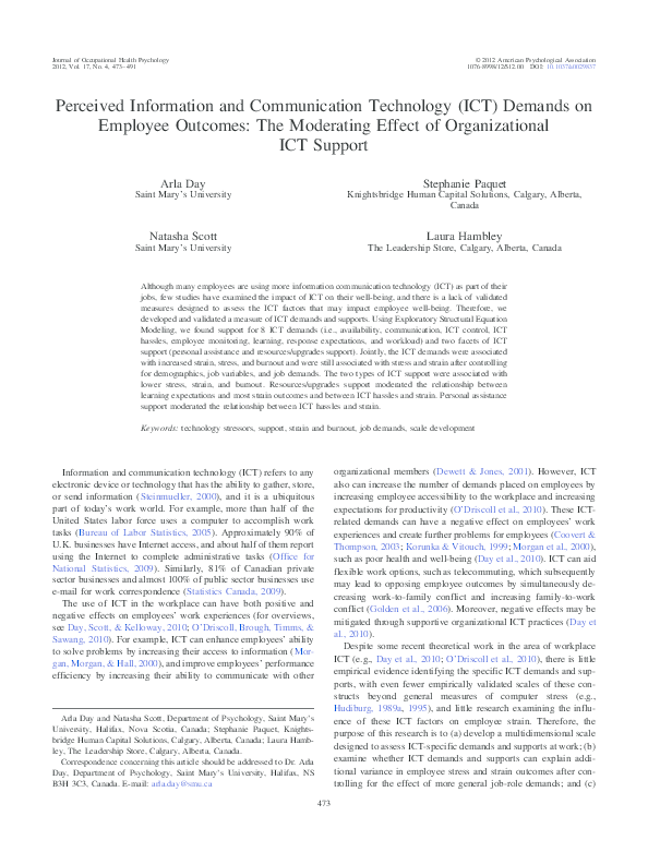 (PDF) Information and communication technology: Implications for job ...