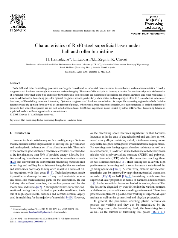 (PDF) Characteristics of Rb40 steel superficial layer under ball and ...