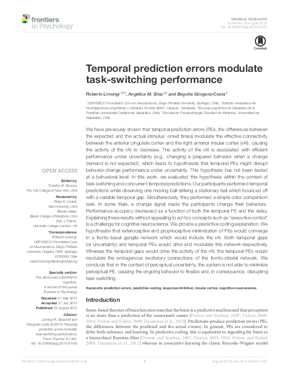 (PDF) Temporal prediction errors modulate task-switching performance