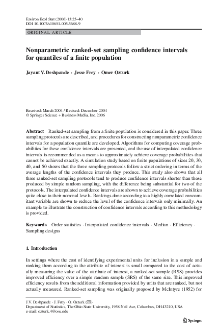 (PDF) Nonparametric Ranked-set Sampling Confidence Intervals for ...