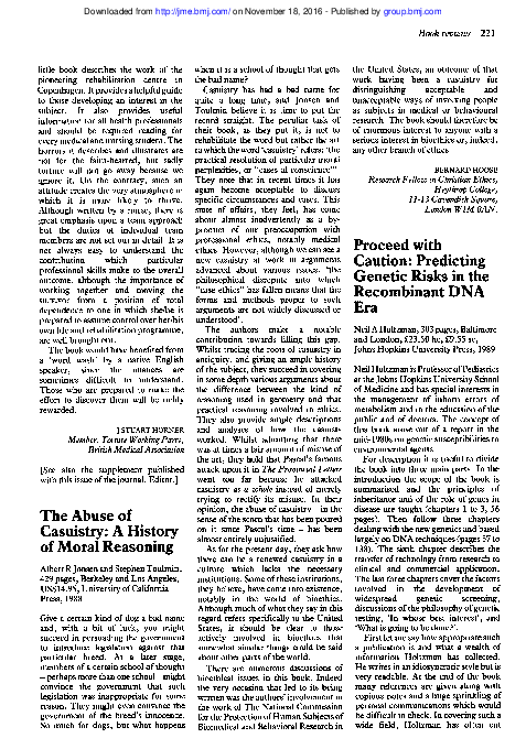 (PDF) The abuse of casuistry: a history of moral reasoning